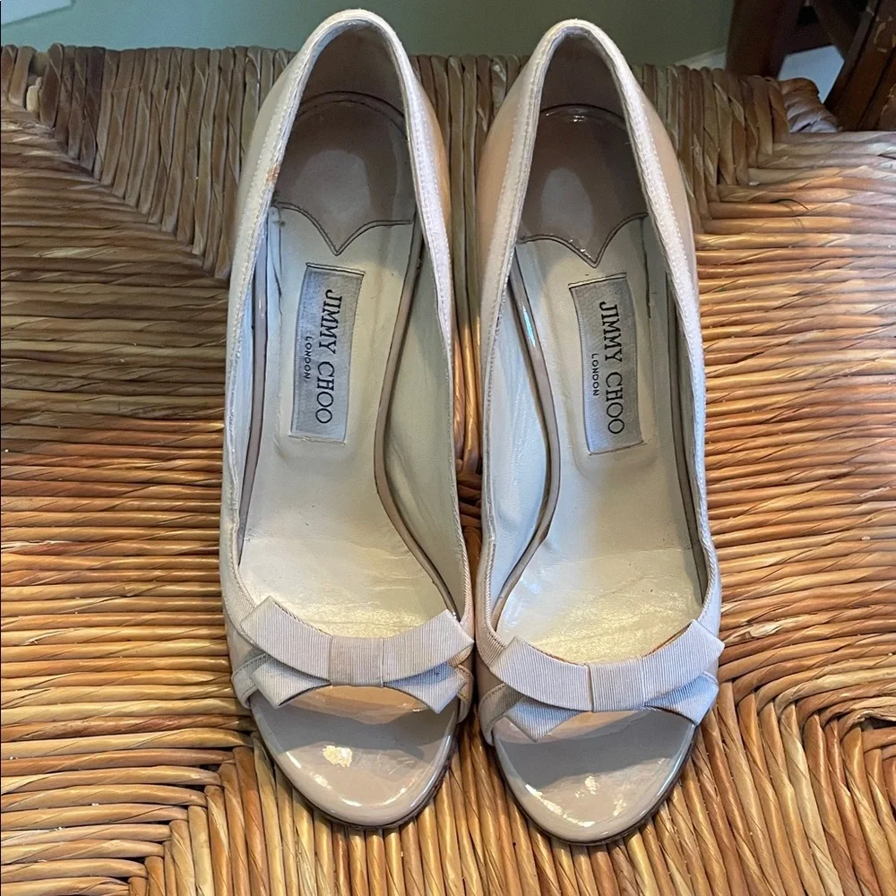 Jimmy Choo | Shoes | Jimmy Choo Nude Peep Toe Heels | Poshmark